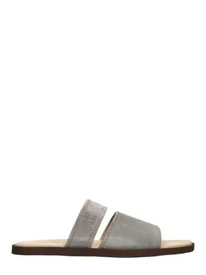 Brunello Cucinelli Leather Slides - Grey