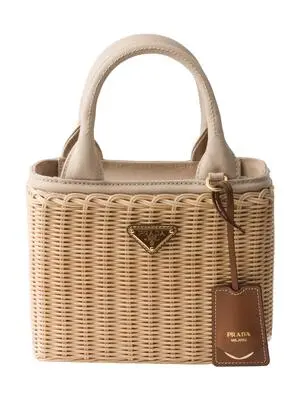 Prada Small Wicker Top-handle Bag - Neutral