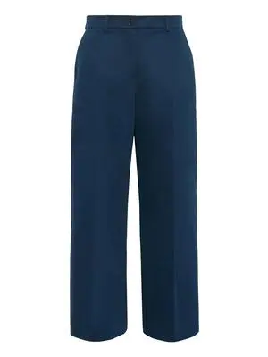 Max Mara Stretch-cotton Wide-leg Trousers Navy