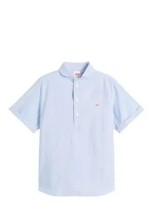 DANTON Round Collar Pull Over Shirt - Blue