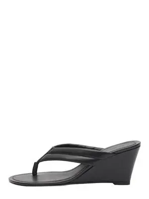 ST. AGNI Stitch Detail Thong Wedge - Black