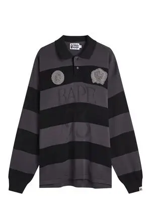 A BATHING APE Jacquard Multi Logo Stripe Relaxed Fit Ls Tee - Black