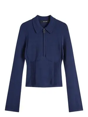 DAILY PAPER Zip Knit Polo - Blue