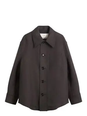 AMI Paris Boiled Wool Gabardine Button-down Jacket - Anthracite
