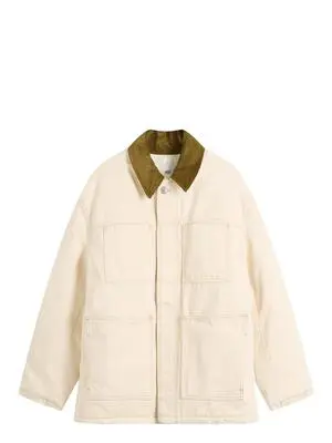 AMI Paris Off-white Cotton Twill Worker Jacket - Ecru
