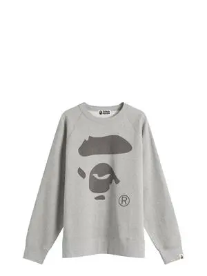 A BATHING APE Ape Face Crewneck Sweatshirt - Gray