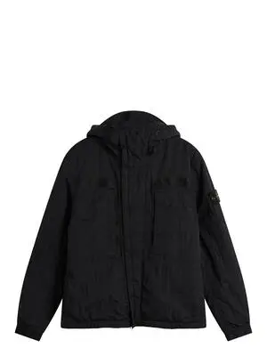 Stone Island Warp Rib Nylon-tc Hooded Jacket - Black
