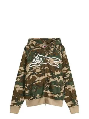 ICECREAM Running Dog Woodland Camo Zip Through Hood - Multi