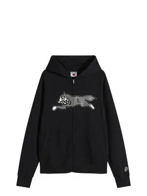 ICECREAM Glitter Running Dog Zip Through Hood - Black