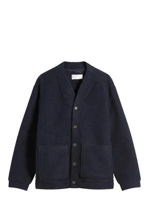 Universal Works Presented End. Wool Fleece Adv Cardigan - Navy