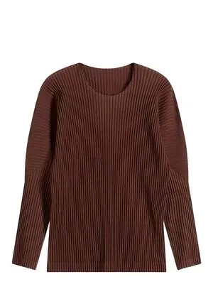 Issey Miyake Homme Plissé Long Sleeve Top - Edge Brown