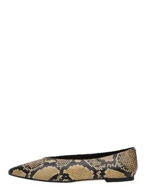AeydĒ Moa Snake Print Pointed Toe Flats - Hazelnut