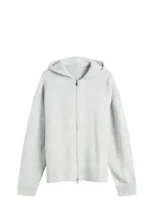 MKI MIYUKI ZOKU Mohair Blend Knit Zip Hoodie - Light Grey