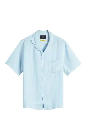 Portuguese Flannel Linen Camp Vacation Shirt - Sky