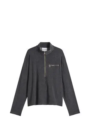 MKI MIYUKI ZOKU Towelling Quarter Zip - Charcoal