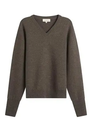 Studio Nicholson Loch Cashmere Wool V Neck Jumper - Mouse