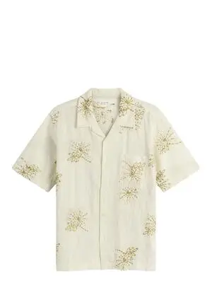 Universal Works Hand Embroidered Stripe Road Shirt - Ecru