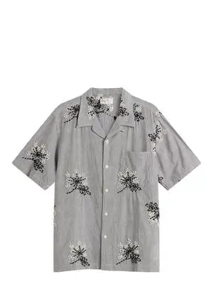 Universal Works Hand Embroidered Stripe Road Shirt - Grey