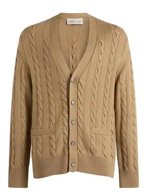 AMI Paris Cable Stitch Cardigan - Camel