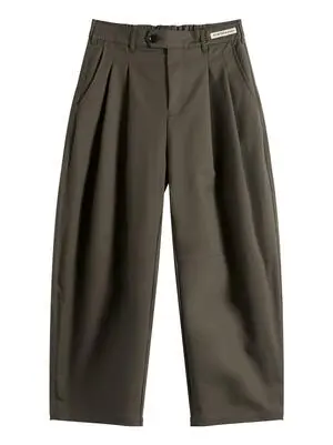 PORTER JAMES Dart-knee Pleated Trousers - Olive