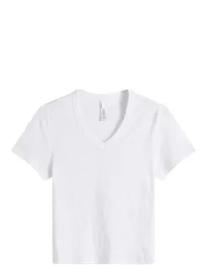 SKIMS Worn In Jersey Baby V Neck Tee - Snow