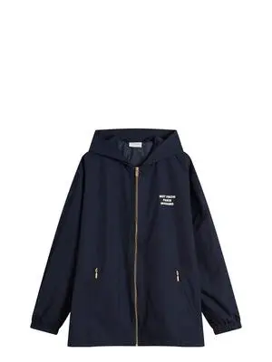 Drole De Monsieur Slogan Zip Hoodie - Navy