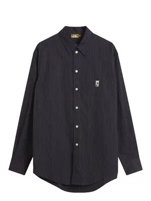 LATE CHECKOUT Pinstripe Western Shirt - Navy