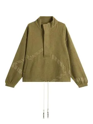 KARTIK RESEARCH Beaded Kaza Jacket - Moss/ecru/yellow
