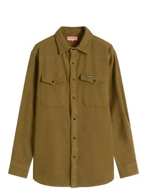 DUBBLEWARE Notched Pocket Flannel Shirt - Olive