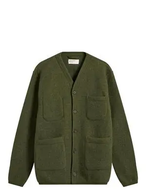Universal Works Wool Fleece Cardigan Presented End - Olive