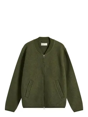 Universal Works Wool Fleece Zip Bomber Presented End - Olive