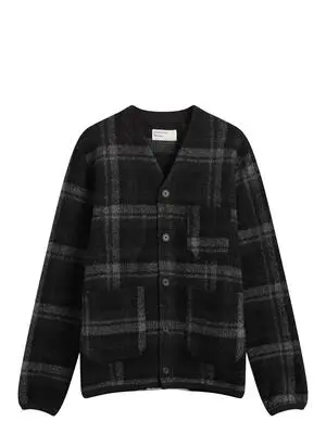 Universal Works Moh Check Fleece Cardigan - Grey