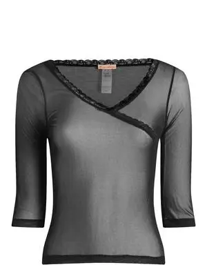 FRUITY BOOTY Mesh 3/4 Sleeve Top - Black