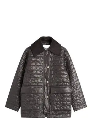 GANNI Shiny Quilt Midi Jacket - Phantom