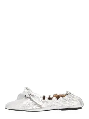 Toga Metallic Leather Ballet Shoes - Silver