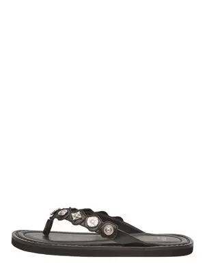 Toga Leather Flip Flops - Black