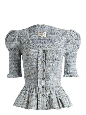 DAMSON MADDER Mansi Shirred Blouse - Cloudy