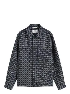 WAX LONDON Rockley Geo Jacquard Overshirt - Navy