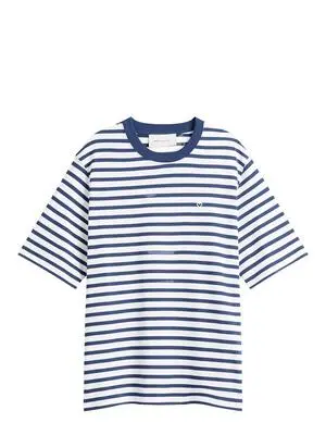 AMI Paris Short Sleeve Boxy Fit Mariniere T-shirt - Encre/blanc