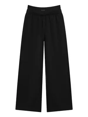 SKIMS Cotton Fleece Exposed Boxer Wide Leg Pants - Onyx