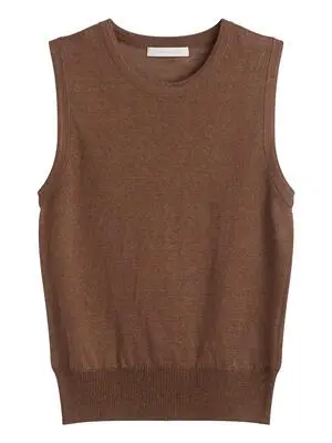 NOTHING WRITTEN Rola Linen Sleeveless Top - Brown
