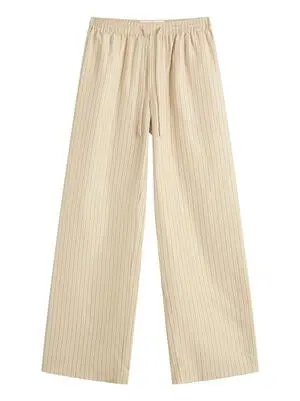 RÓHE Wide Leg Silk Trousers - Classic Stripe