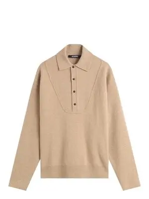 Jacquemus Wool Cashmere Knitted Polo - Beige