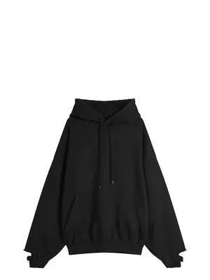 COLE BUXTON Distressed Cotton Hoodie - Black