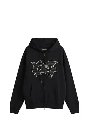 YESEYESEE Bullet Holes Zip-up Hoodie - Black