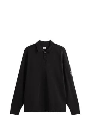 C.P. COMPANY Malfile Fleece Quarter Zip Collared Sweatshirt - Black