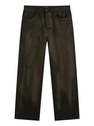 PLEASURES Oil Baggy Jeans - Dark Brown
