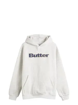 BUTTER GOODS Plaid Logo Applique Hoodie - Ash