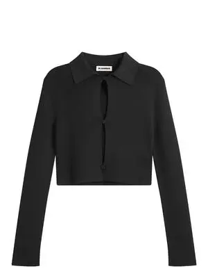 JIL SANDER Button Front Cardigan - Black