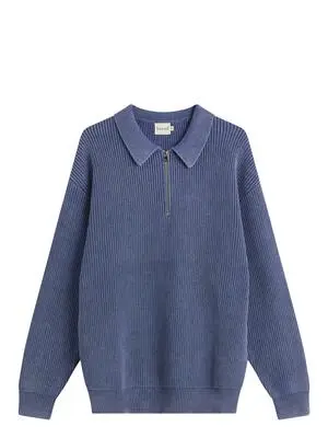 BOUND Acid Wash Half Zip Pullover - Navy